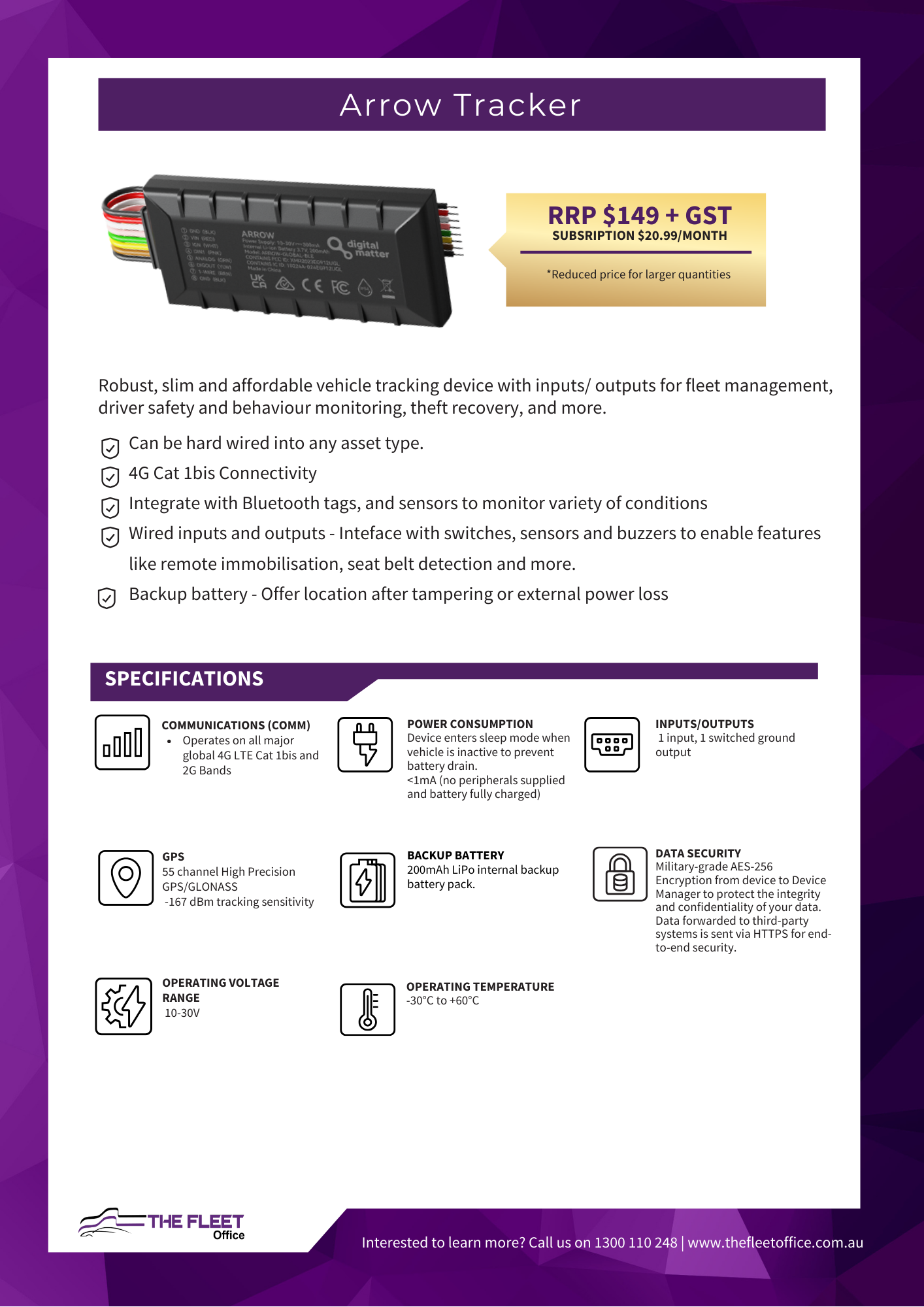 Arrow Tracker - Data Sheet – The Fleet Office